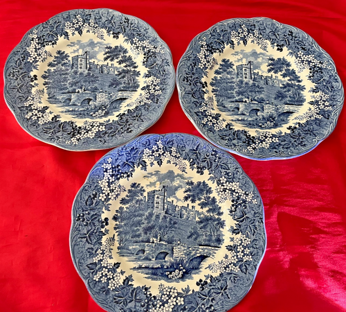 3 J&G MEAKIN Romantic England HADDON HALL 10 inch Dinner Plates 1940 ...