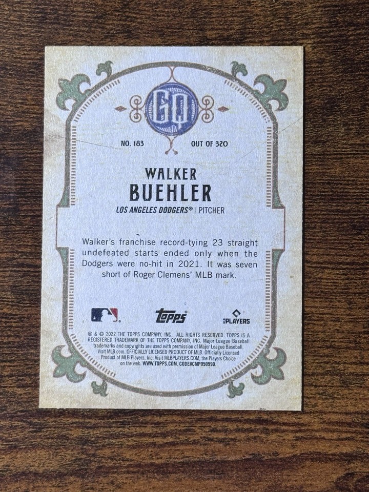 2022 Los Angeles Dodgers Walker Buehler Topps Gypsy Queen #183 | eBay