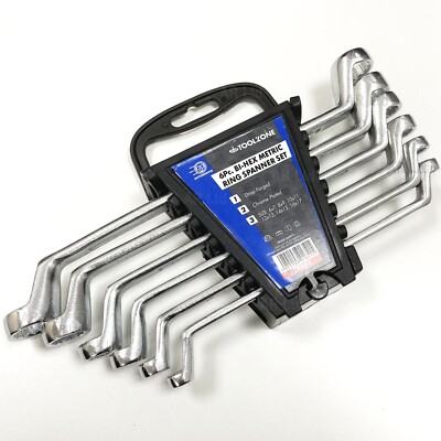 Toolzone Deep Offset Ring Spanner set. 6 Metric Ring Spanner Wrenches 6 ...