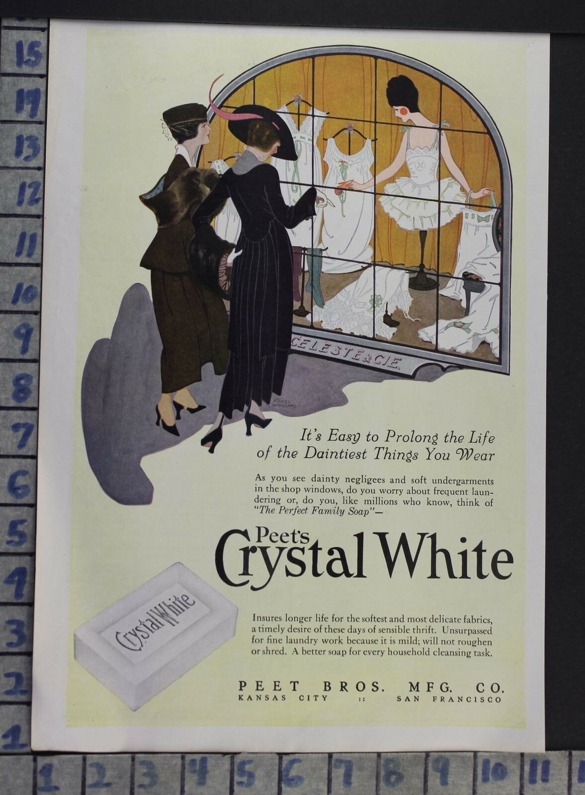 1918 PEET SOAP WOILLARD FASHION WINDOW NIGHTIE HOME DECOR VINTAGE ART ...