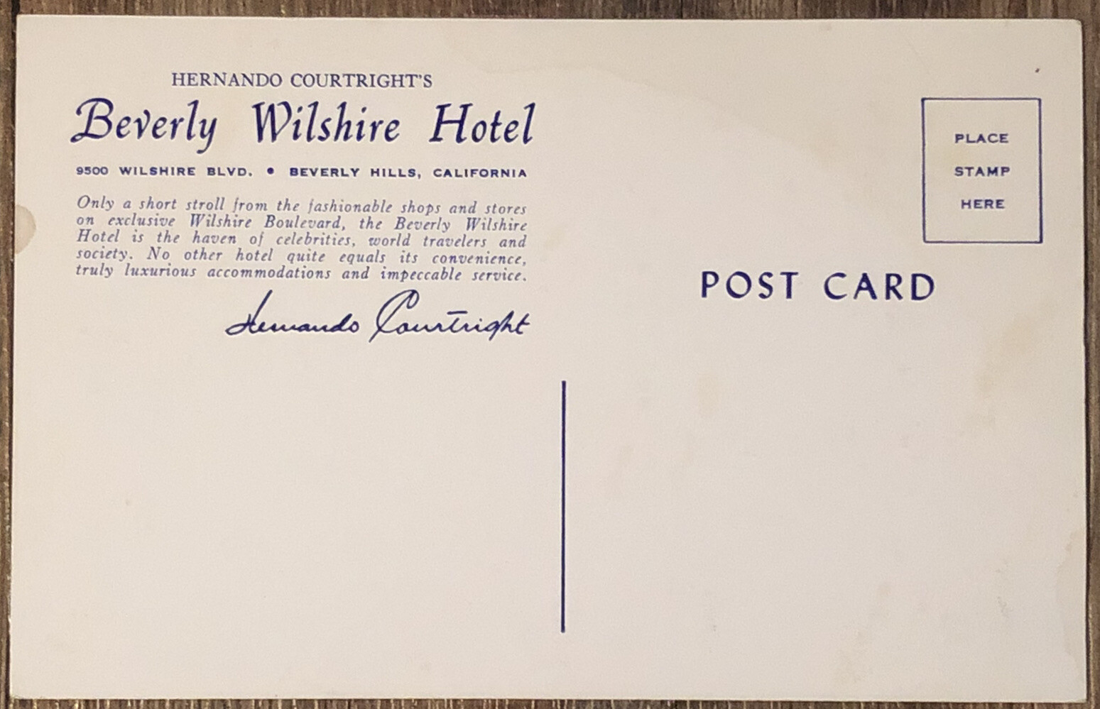 Postcard Hernando Courtright’s Beverly Wilshire Hotel Interior Beverly ...