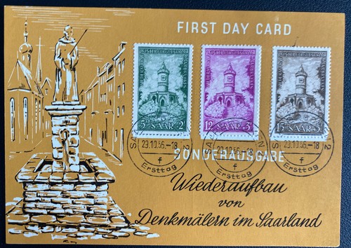 1957 Saar Germany First Day Card Cover FDC Monuments | eBay
