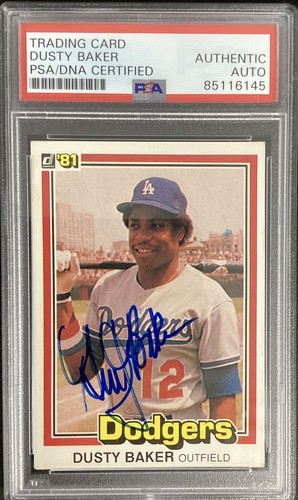 Dusty Baker Signed 1981 Donruss #179 Baseball Card Autograph Dodgers ...