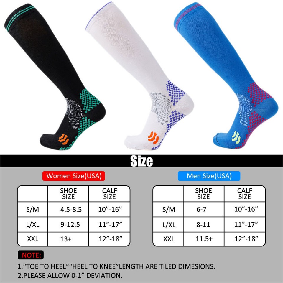 3Pair Physix Gear Compression Socks For Men Women 20-30 mmhg Pressure ...