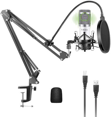 WRIOL USB Cardioid Condenser Microphone Kit with 192KHz/24Bit High ...