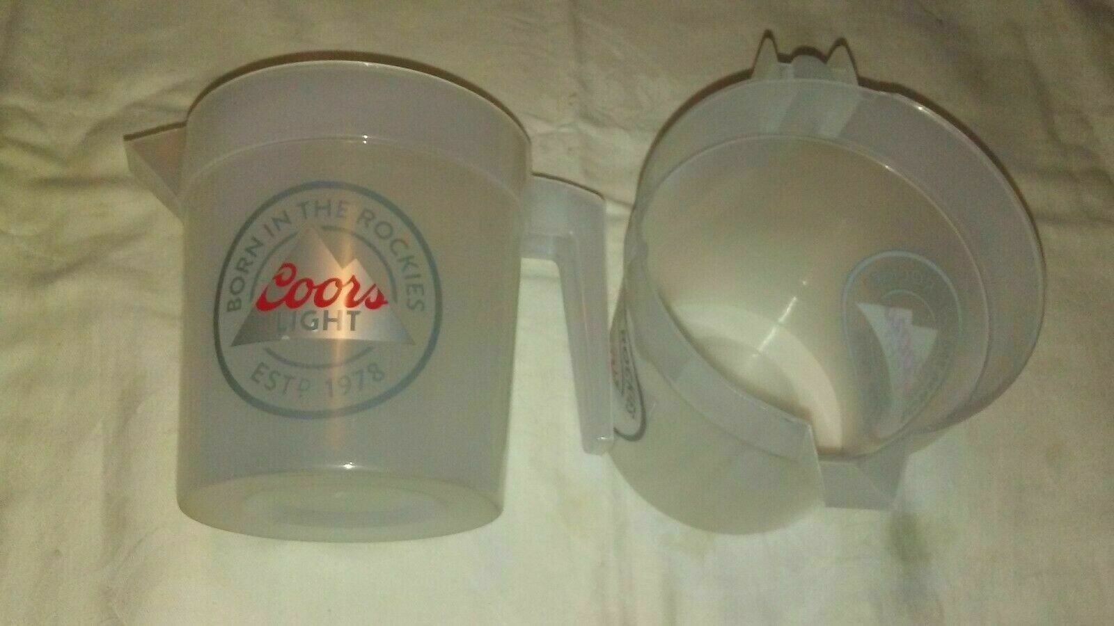 Lot of 2, 7” Beer Plastic Pitcher Coors, Budweiser, Miller, Lite 48 oz ...
