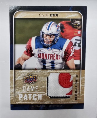 2015 Upper Deck CFL Game Jerseys Patches #GJCC Chip Cox SN 07/15 3 ...