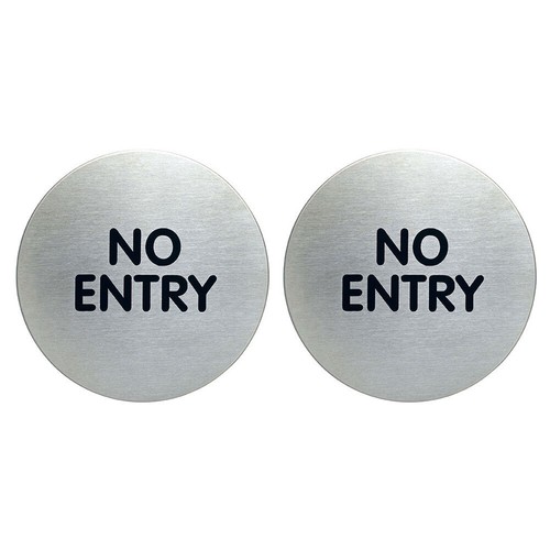 2x Durable 8cm Pictogram No Entry Sign Stainless Steel Wall Hang ...