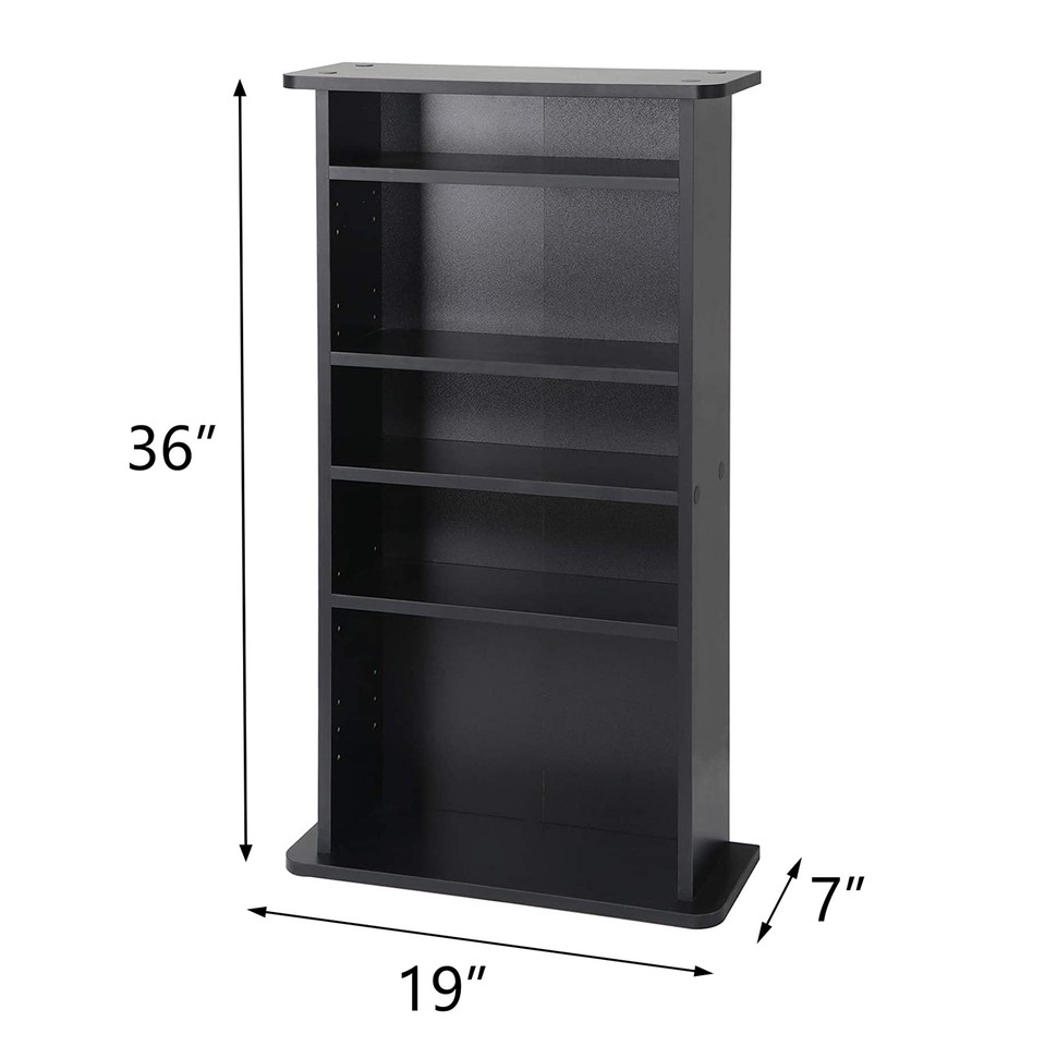 Multimedia-Storage Cabinet 5-Shelf Bookcase CD DVD Organizer Stand ...