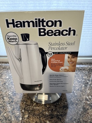 Hamilton Beach 12 Cup Electric Percolator Coffee Maker Stainless Steel ...