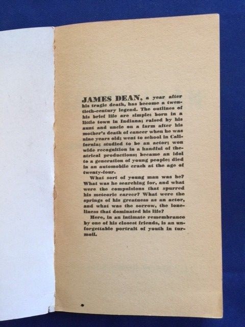 JAMES DEAN. A BIOGRAPHY - FIRST EDITION PAPERBACK ISSUE BY WILLIAM BAST ...