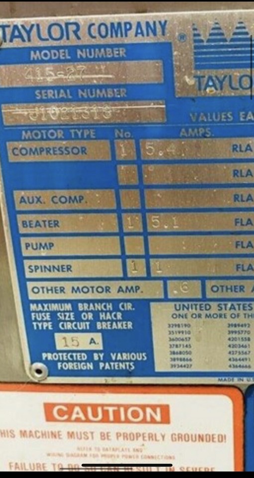 Rare Taylor 415-27 Ice Cream Soft Serve Milkshake Machine Countertop ...