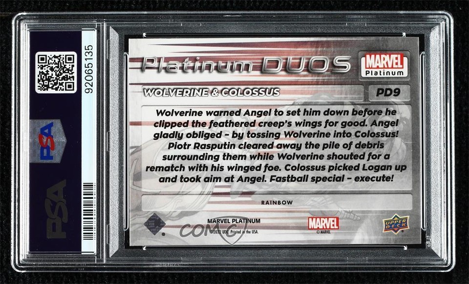 2023 Upper Deck Marvel Platinum Duos Rainbow Wolverine & Colossus PSA ...