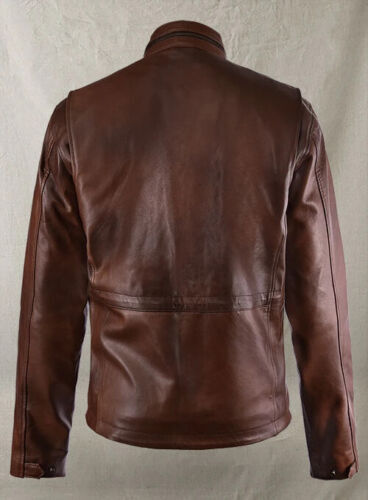 Men's Military M-65 Brown Leather Jacket Field Genuine Sheepskin ...