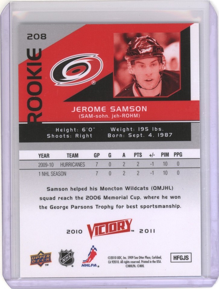 2010-11 Upper Deck Victory Black #208 Jerome Samson | eBay