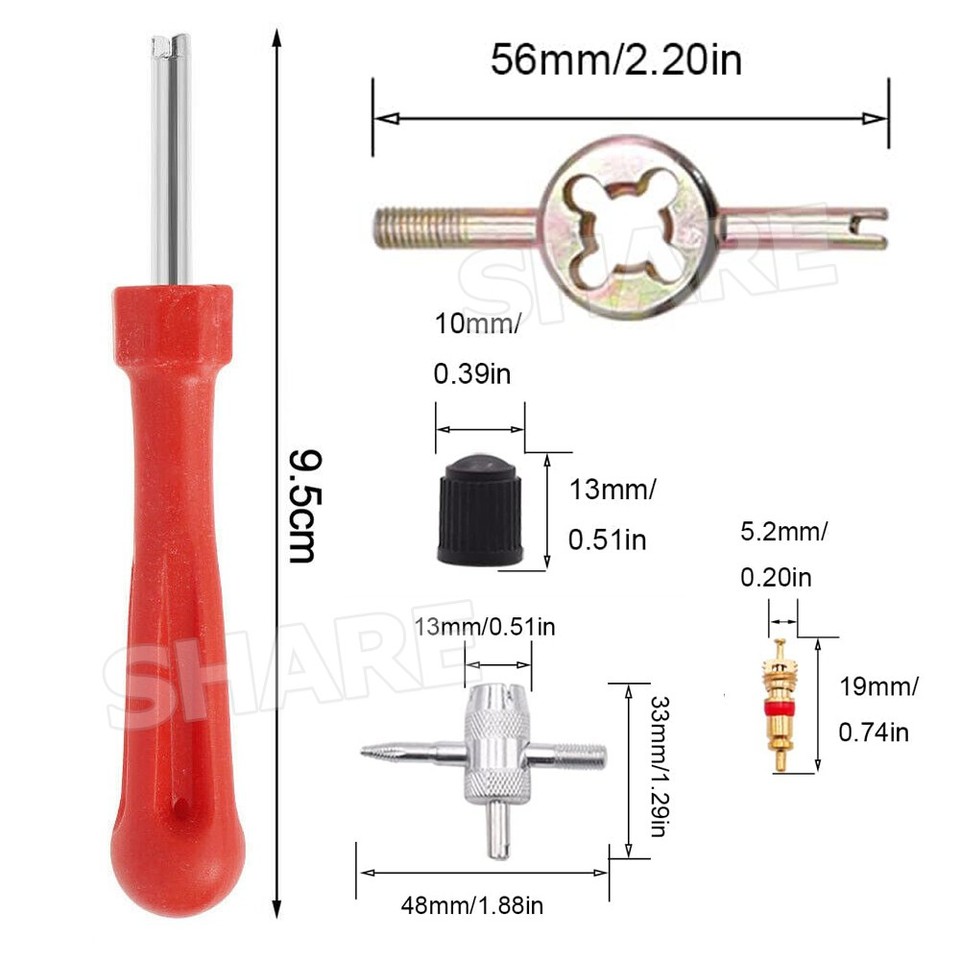 33pcs Car Tyre Valve Repair Tool Sets With 4in1 Valve Stem Removal ...