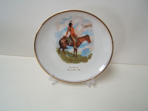 Shamokin PA Souvenir Plate "What Next" Native American Gazing at ...