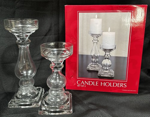 Set Of 2 Glass Candle Holders By ULTA BEAUTY~One 8” & One 11”~NIB Read ...