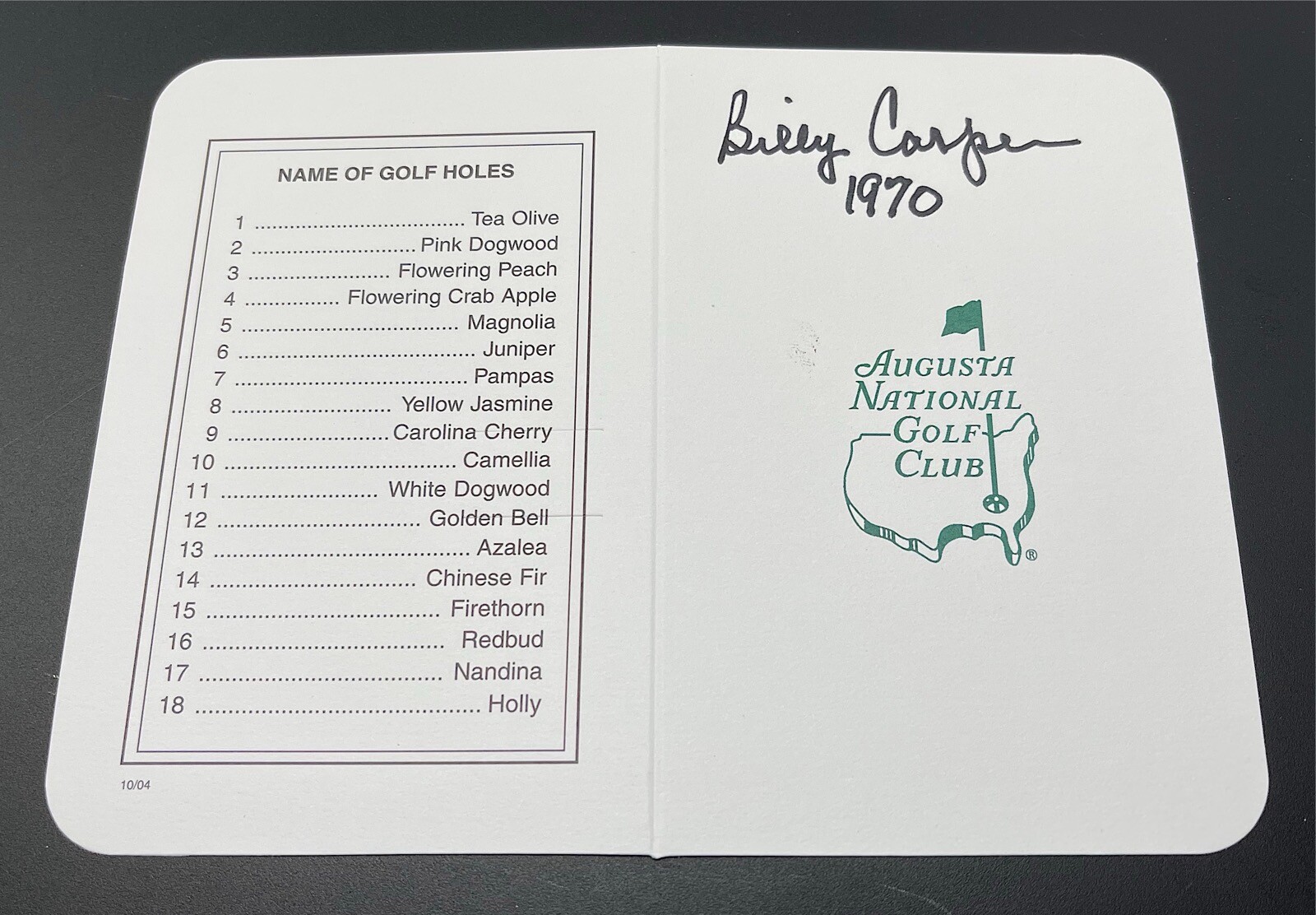 Billy Casper Signed Master Scorecard Autograph 1970 Winner | eBay