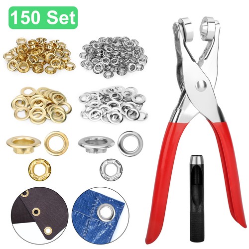 1/2" Grommet Pliers Tool Kit Punch Hole Eyelet Snap Button Leather ...