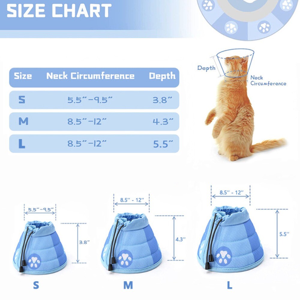 Adjustable Pet Neck Cone Recovery Collar Protective Medical Neck Ring ...