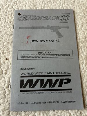 WWP Razorback II Paintball Manual | eBay