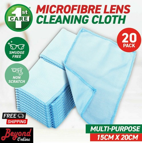1st Care® 20PK Lens Cleaning Cloth Microfibre Smudge Free 15 x 20cm ...