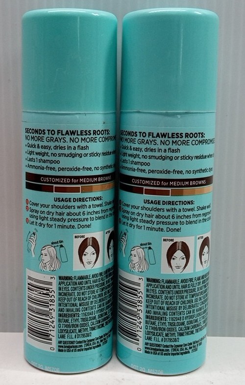 2 L'oreal Magic Root Cover Up Temporary Gray Concealer Spray 2oz Medium ...