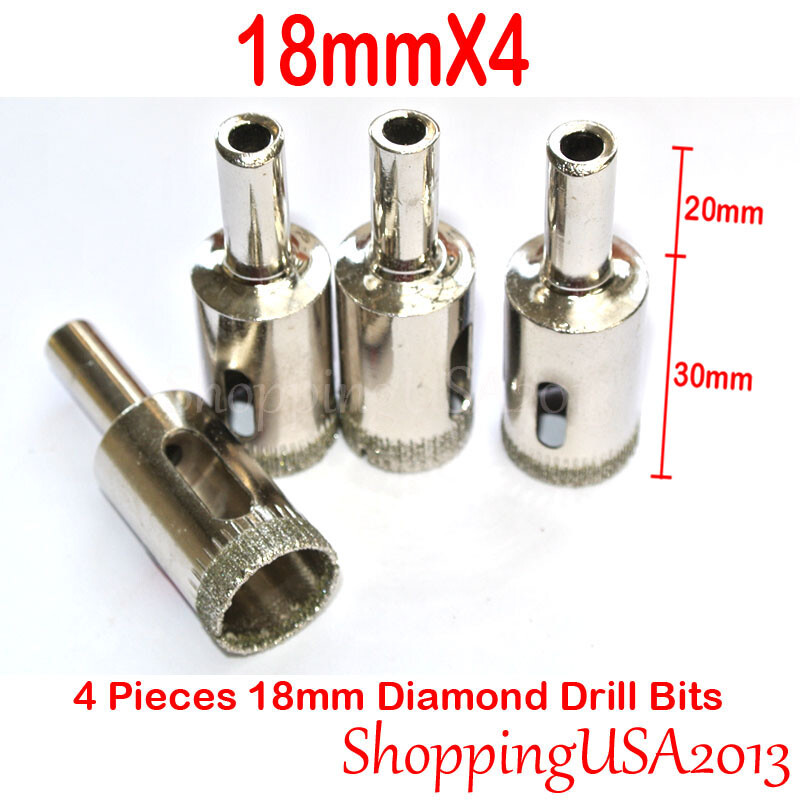 4 Pc 18mm Diamond Drill Bit Hole Saw Cutter Tool Granite Marble Ceramic ...