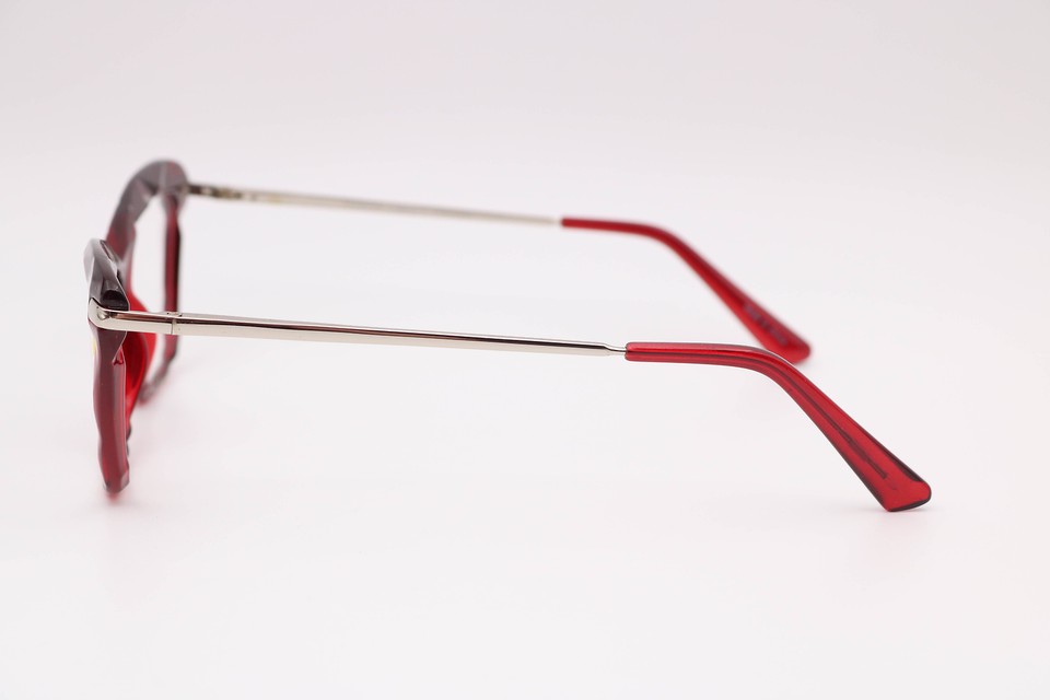 Modern Optical Times Proven Ruby/Silver Cat Eye Eyeglasses Frames 53-16 ...