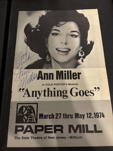 1974 Paper Mill Playhouse Anything Goes playbill Ann Miller Milburn, NJ ...