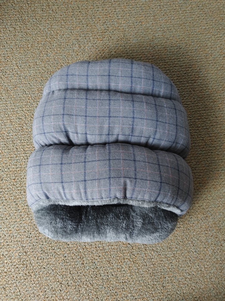 Cat Snuggle Bed, Faux Fur, Gray and Black | eBay