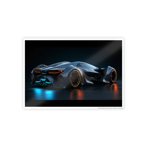 Futuristic Concept Car Poster, High-Gloss, Sleek Design, Metallic ...