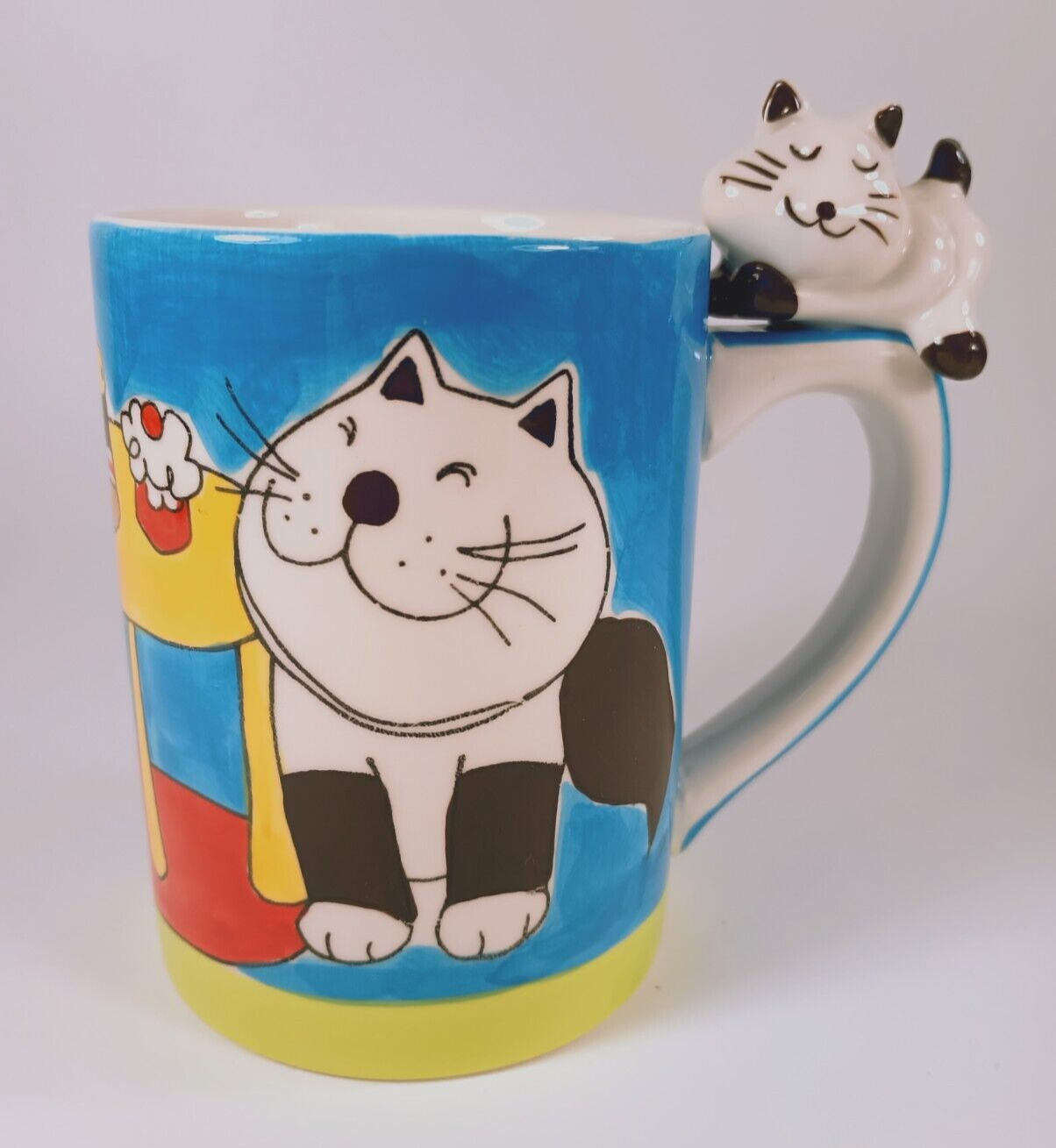 Indra Fine Stoneware Cats Coffee Cup Mug, Hand Painted Kitty Cat on ...