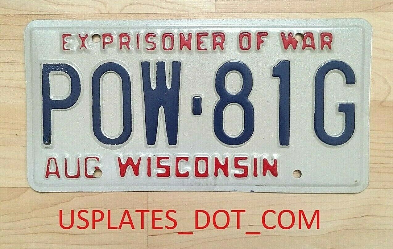 REAL WISCONSIN STATE LICENSE PLATE EX PRISONER OF WAR AUTO NUMBER CAR ...