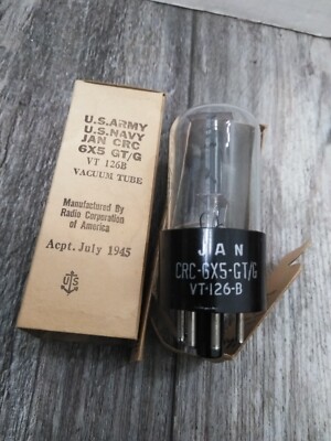 6X5 GT/G VT-126-B JAN CRC RCA Audio Receiver Rectifier Vacuum Tube (1 ...