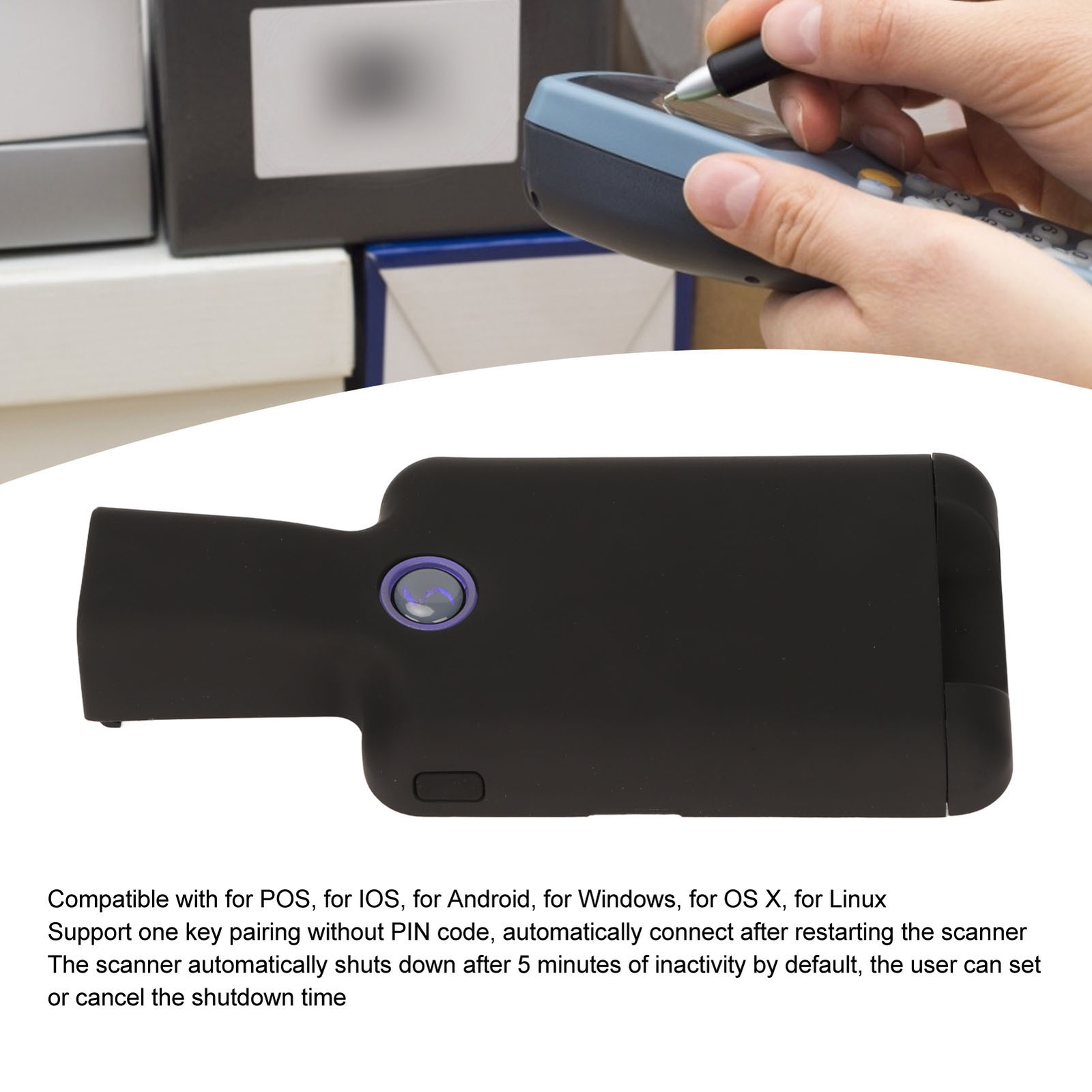 Back Clip BT Barcode Scanner 1D 2D QR 2.4G Wireless Handheld Barcode ...