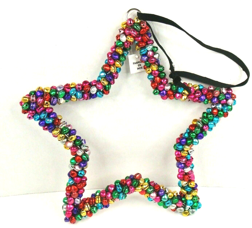 Wreath Multi-Color Jingle Bells Star Shape Door Hanger Wall Decor | eBay