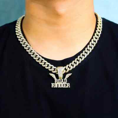 ROAD RUNNER Pendant & 13mm 16" ~ 24" Iced Cubic Zirconia Cuban Chain ...