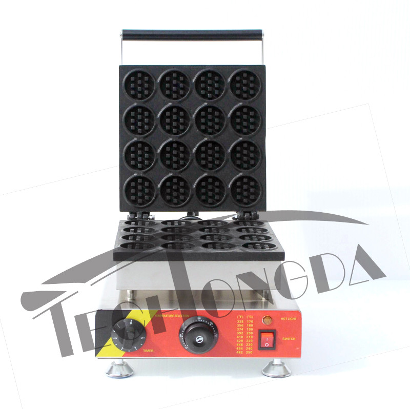110V 1.5KW Commercial Nonstick Electric 16 pcs Mini Round Waffle ...