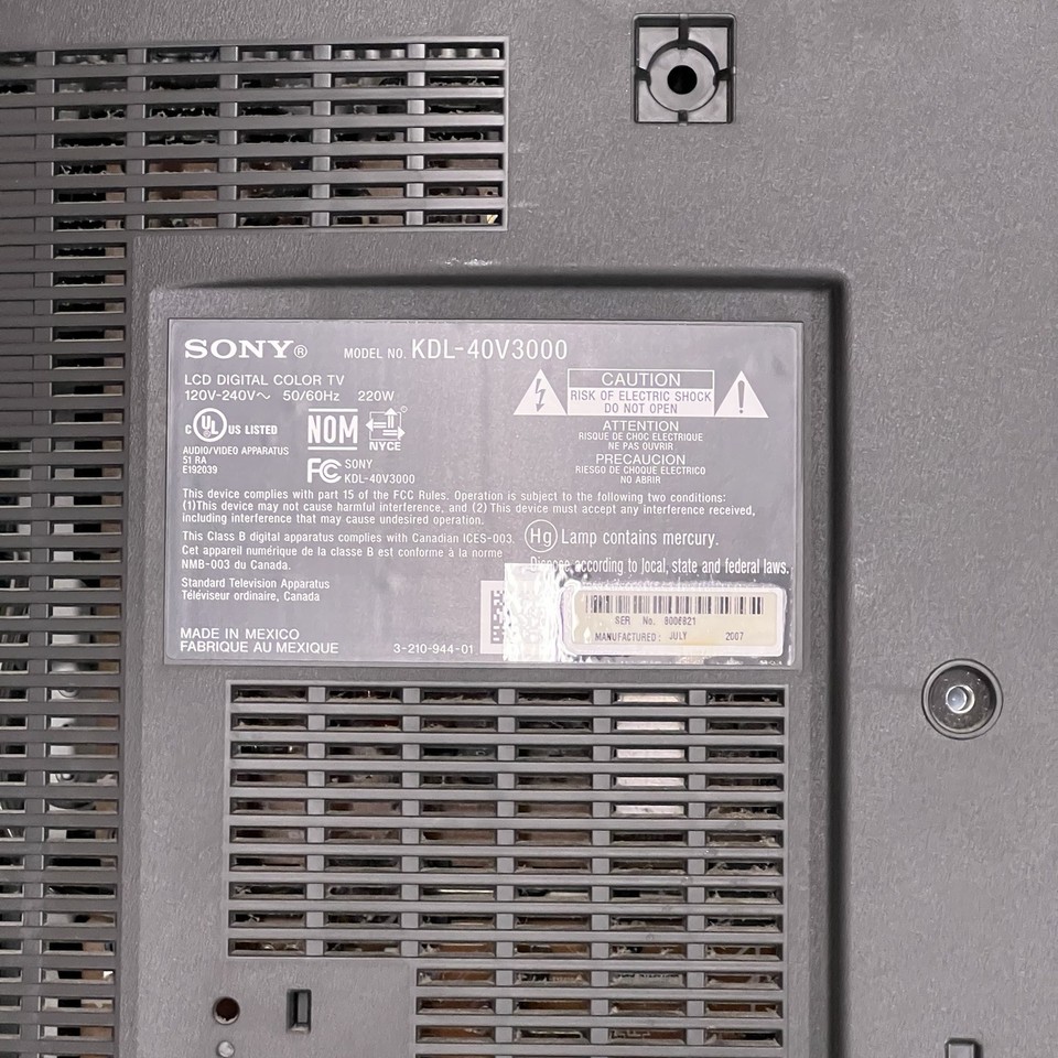 Sony Bravia KDL-40V3000 40" 1080p HD LCD Color TV, WITH CORD | eBay