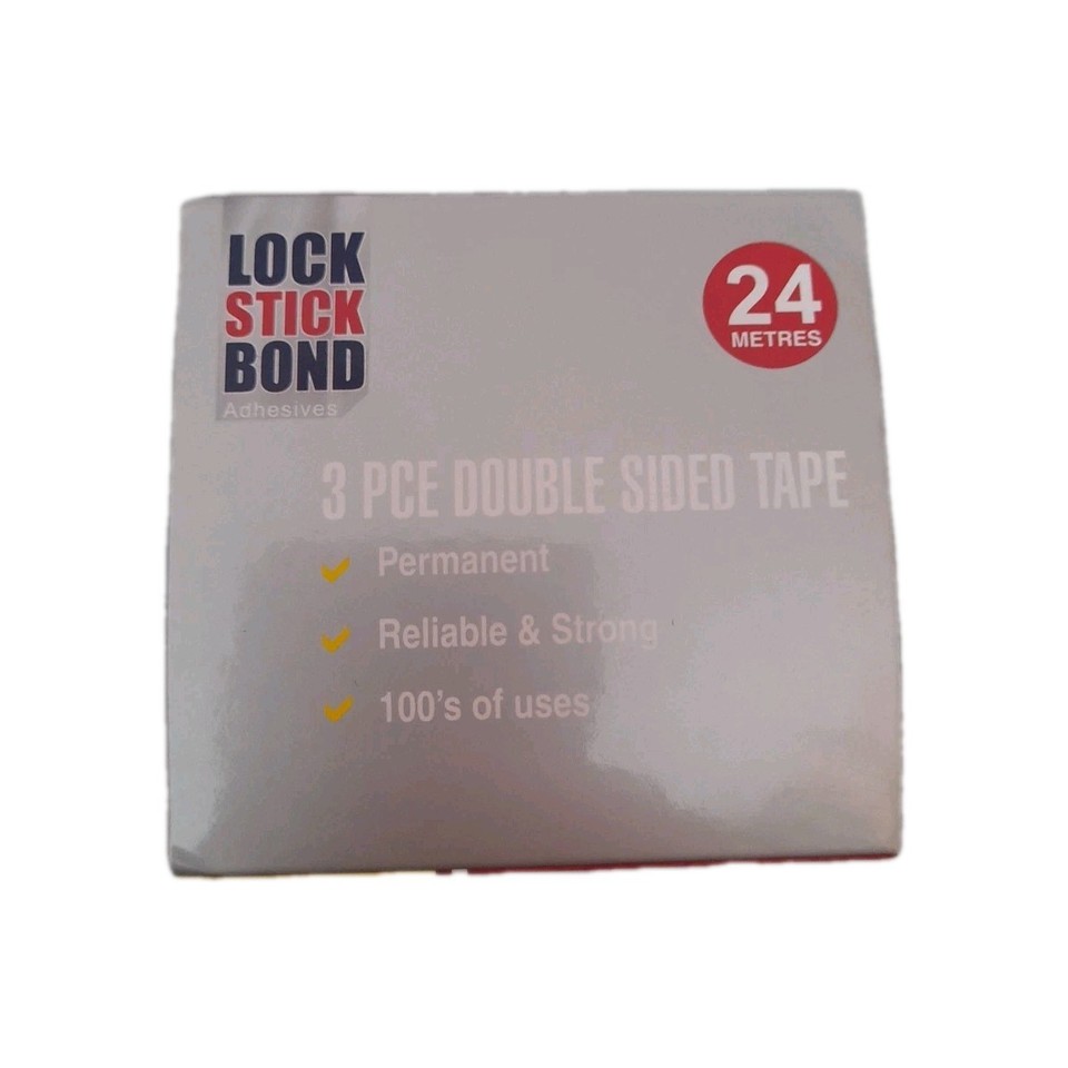 Lock Stick Bond adhesives 3x 24mm x 8m pce double sided tape. | eBay UK