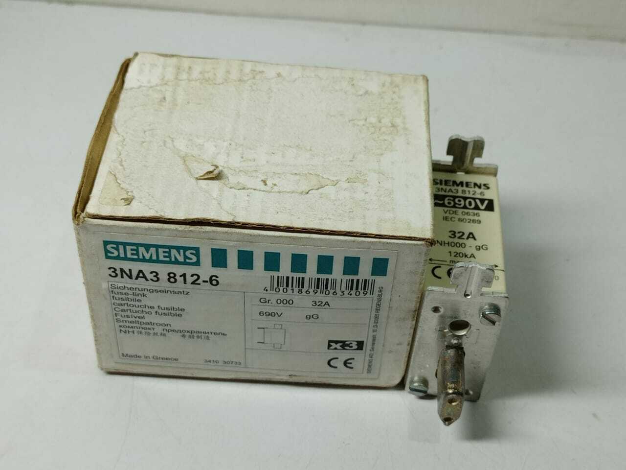 Siemens 3NA3 812-6 Fuse Vde 0636 Iec 60269 32A - 3pc lot | eBay