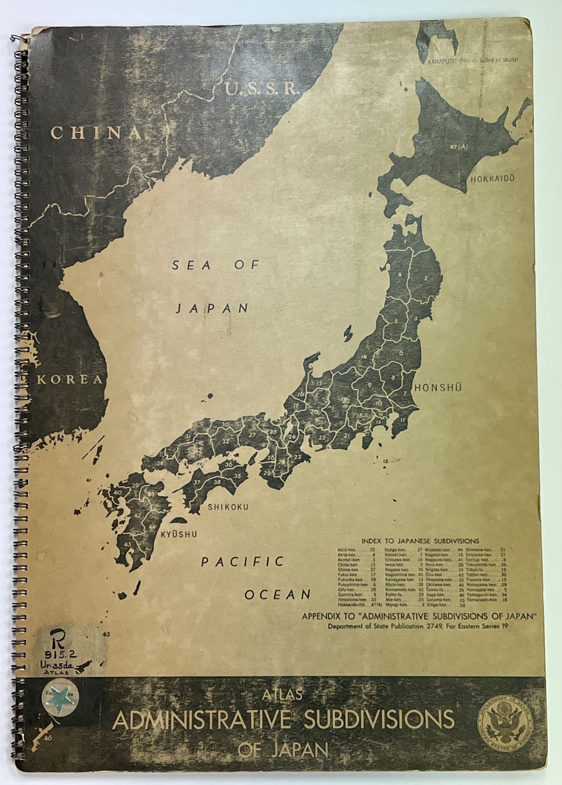 Japan Atlas / ATLAS Appendix to Administrative Subdivisions of Japan ...
