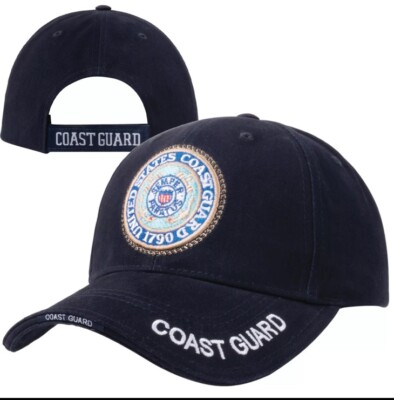 U.S. Coast Guard USCG Navy Blue Embroidered Insignia Strapback Cap by ...