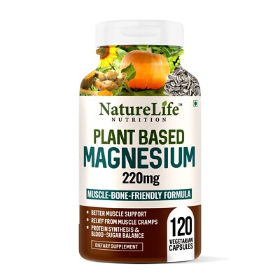 NatureLife Nutrition Plant Based Magnesium Supplement Muscle &Nerve ...