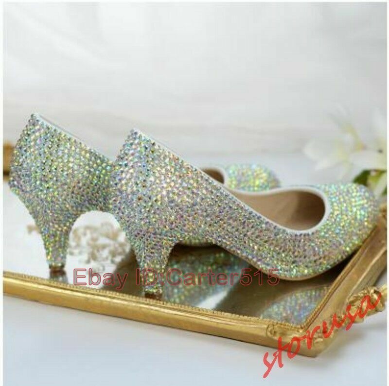 Womens Crystal Wedding Shoes Platform High Heels Bridal Shoes ...