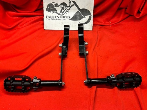 Harley DK Custom Adjustable Stealth Black Passenger Mounts HDMC 80 GRIT ...