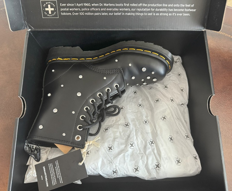 NIB 1460 DR DOC MARTENS EMBELLISHED SWAROVSKI CRYSTAL RHINESTONES RARE ...