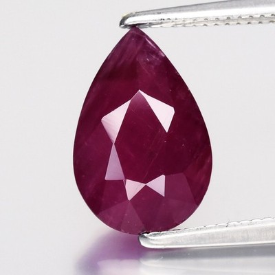 💎 3.13ct 11.2x7.5mm Pear Natural Purplish Red Ruby - Unheated, Guinea ...